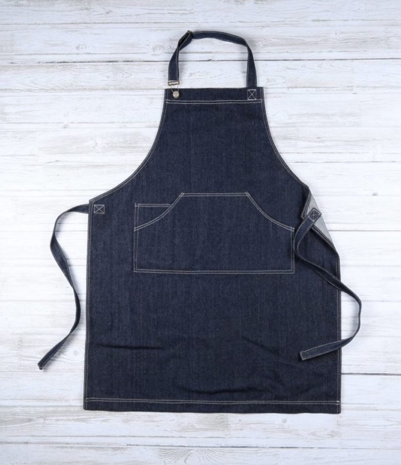 Durable Navy Denim Work Apron – Heavy-Duty Utility Apron with Pockets ...